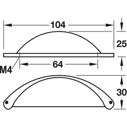 Greb, zinklegering, flet mønster, antracit, 177 mm